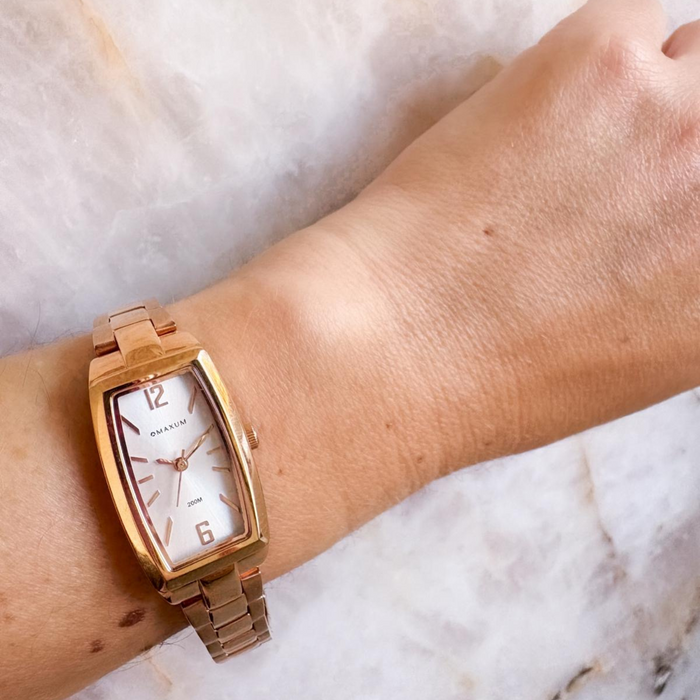 Maxum Fanta Re-Issue Rose Gold Rectangular Watch | 200m Water Resistant